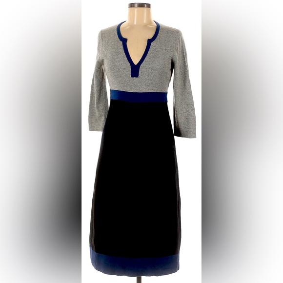 Boden | Dresses | Boden Color Block Sweater Dress In Blue Gray And ...